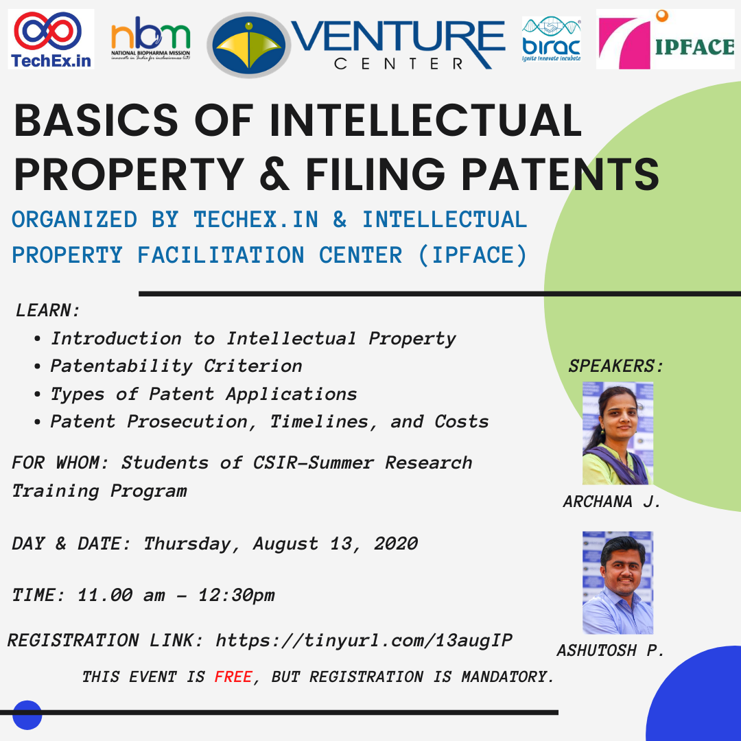 Basics of Intellectual Property and Filing Patents for CSIR‐Summer Research Training Program