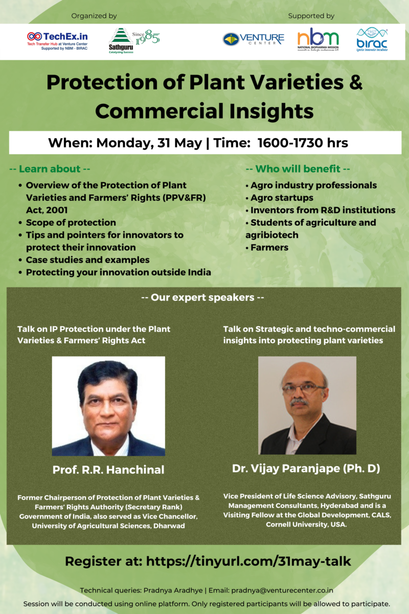 (31st May) Protection of Plant Varieties & commercial insights